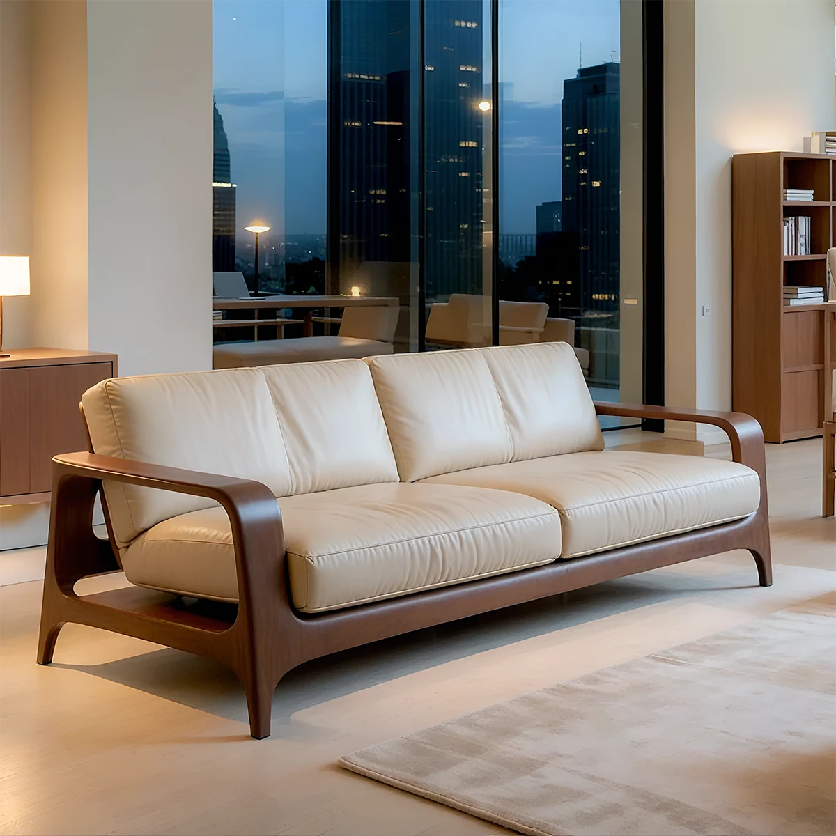 Premium Leather Solid Wood Sofa – Organic Modern Style – Rustirawood